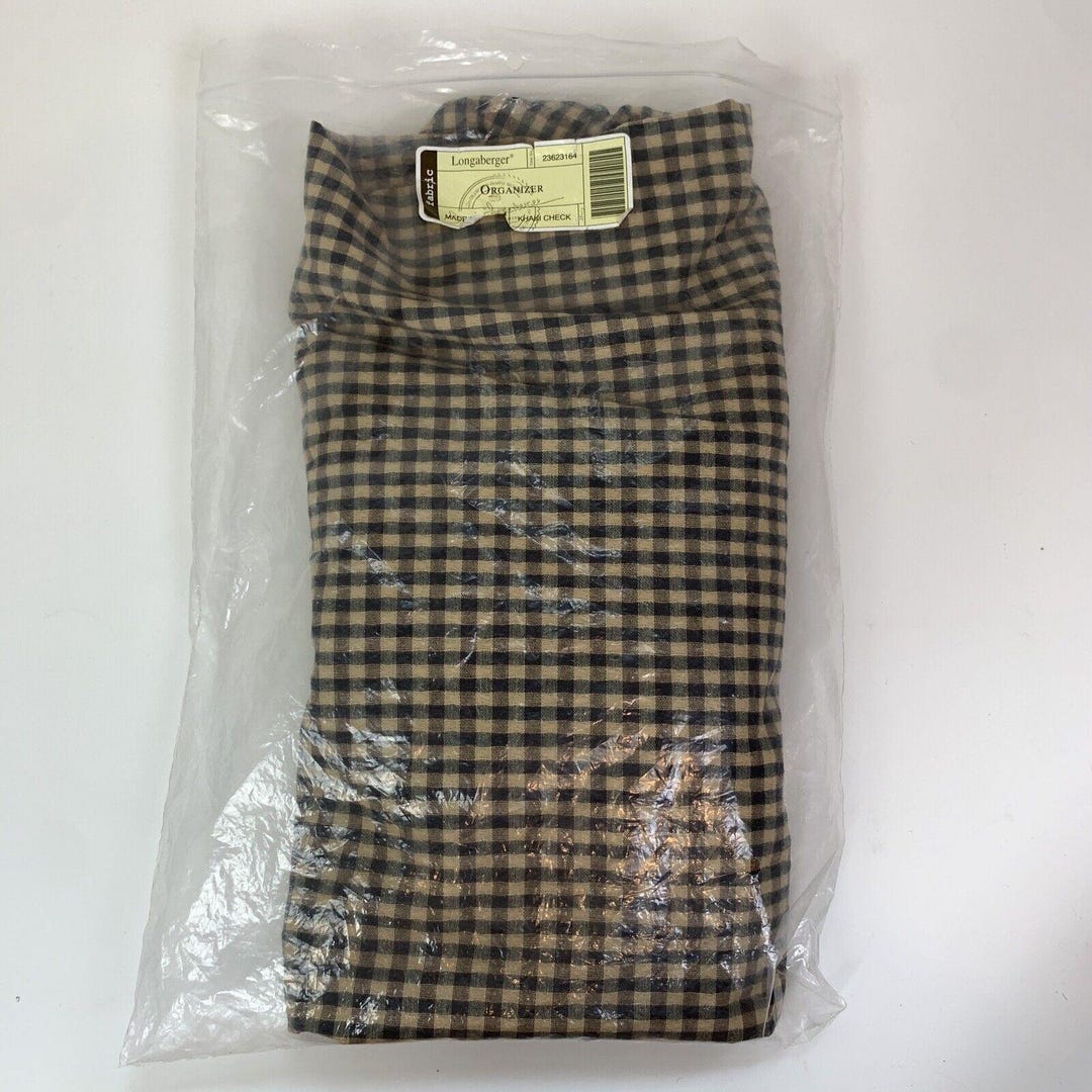 Longaberger Khaki Check Basket Liner “organizer” 20x11x11 Brown New ...