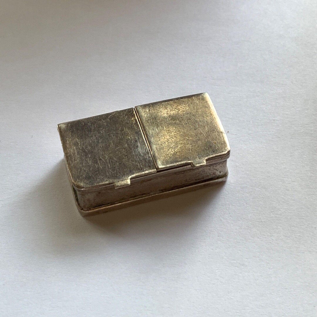 Sterling Silver Rectangular Double Compartment Pill Box 925 English ...