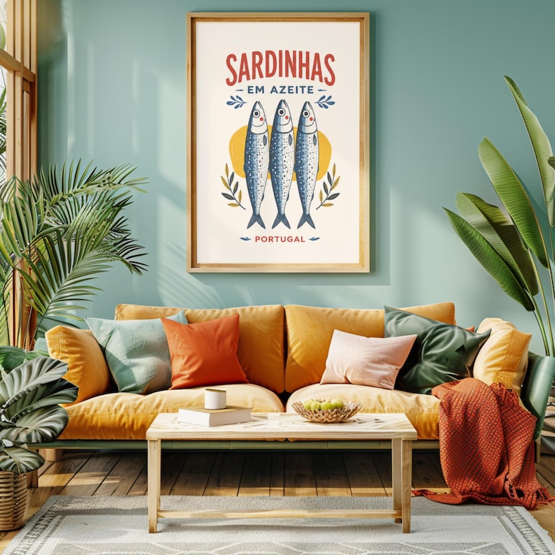 Portuguese Sardines Wall Art Print | Vintage Portugal Kitchen Decor ...