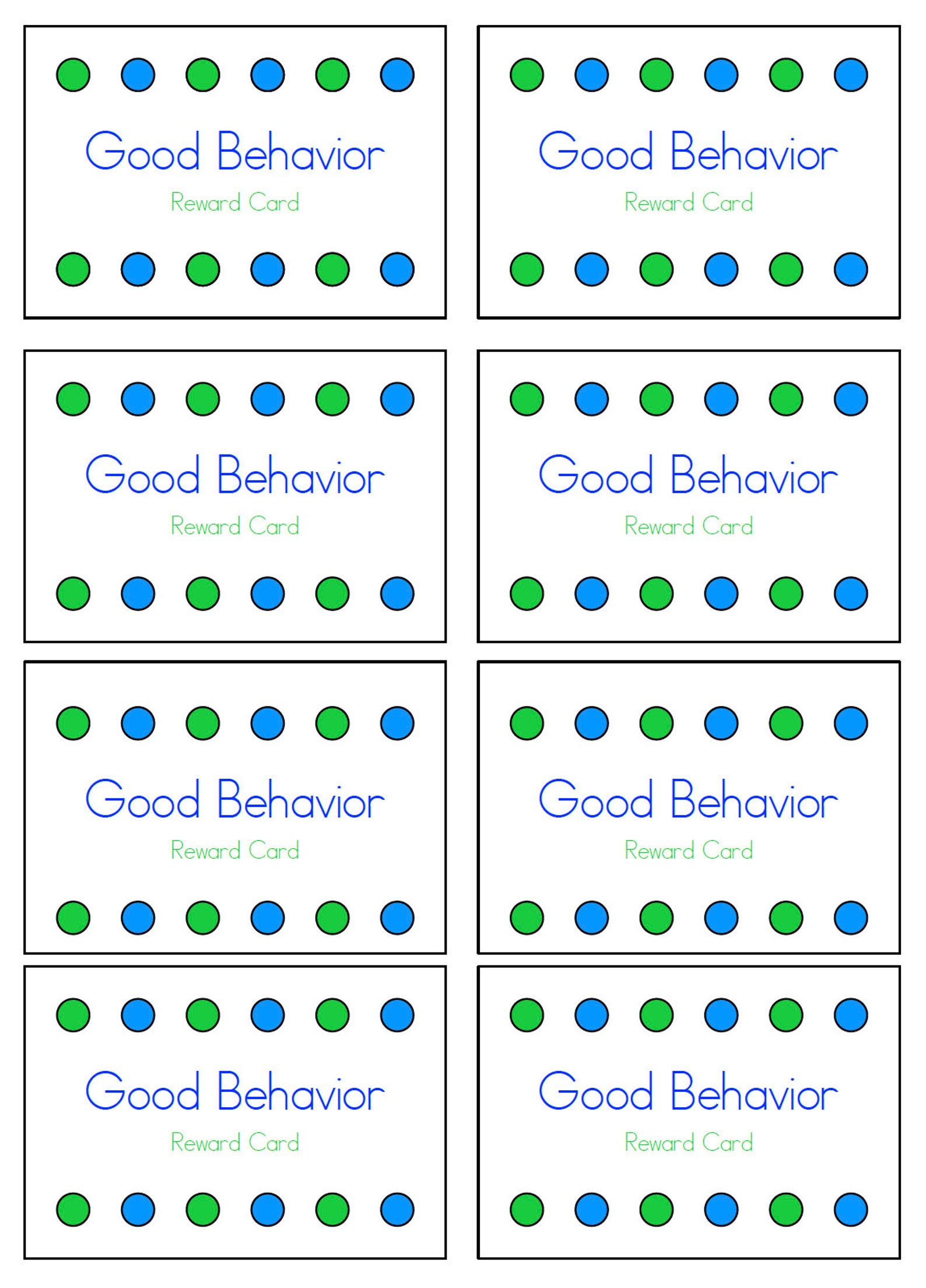 Good Behavior Reward Punch Card - Boys - Etsy