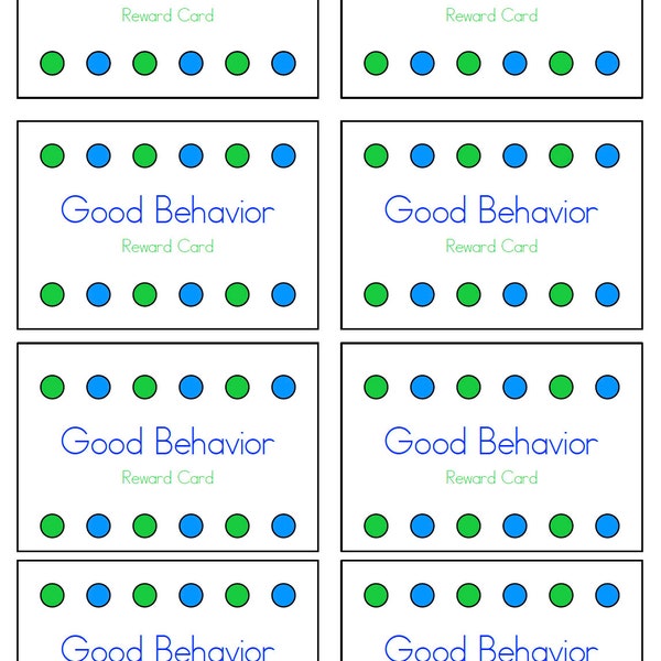 Good Behaviour Punch Card - Etsy
