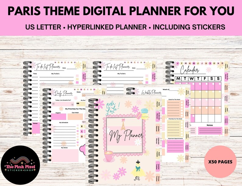 Digital Planner for Goodnotes and Notability Digital Planner in Pink ...