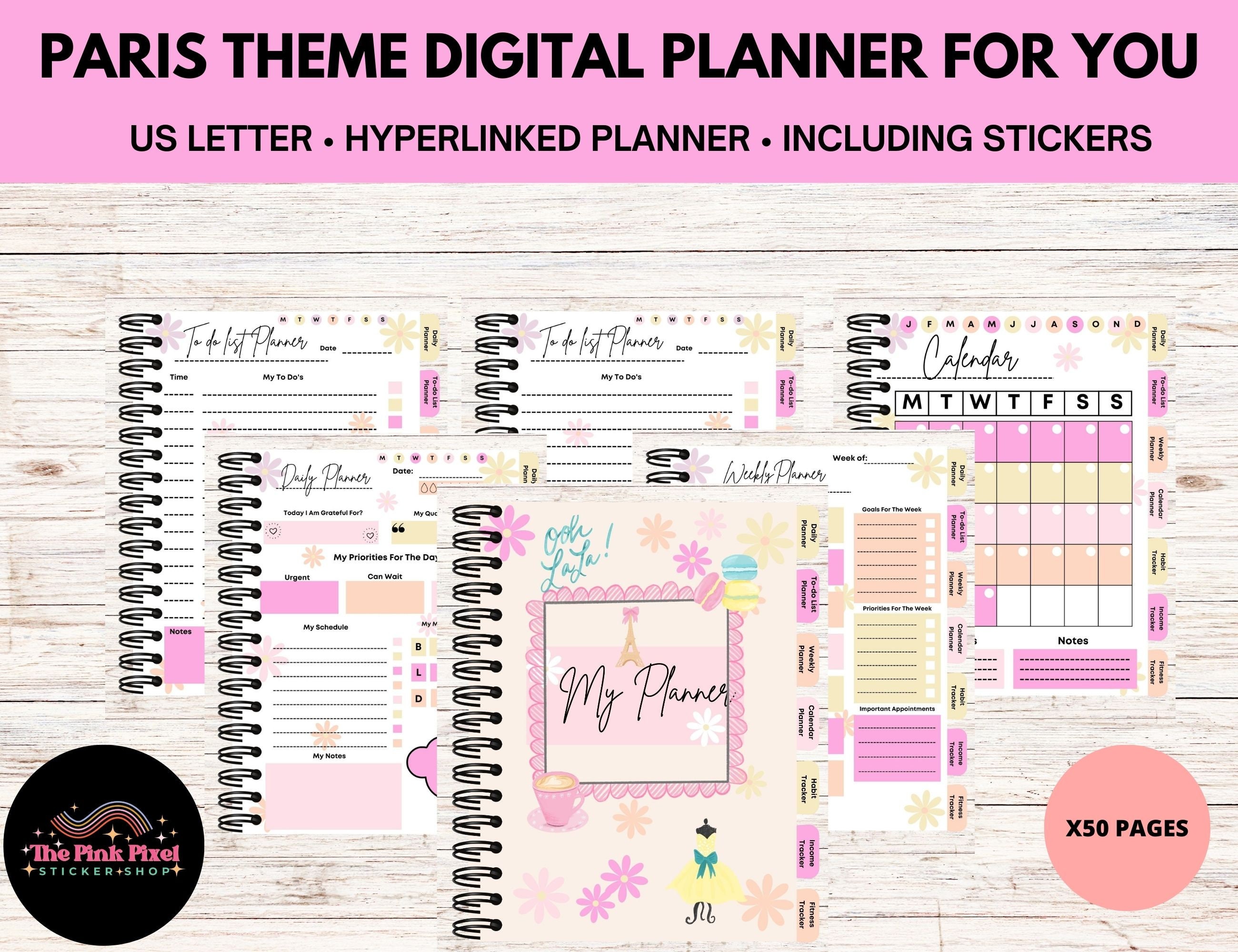 Digital Planner for Goodnotes and Notability Digital Planner in Pink ...