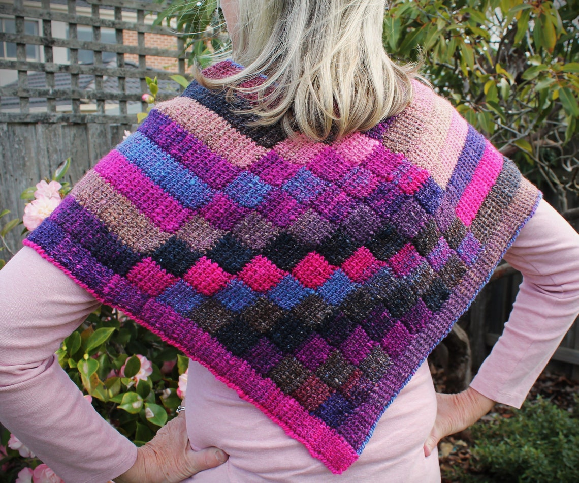 Crochet Pattern Checkmate Entrelac Ponchette Using a Simple - Etsy