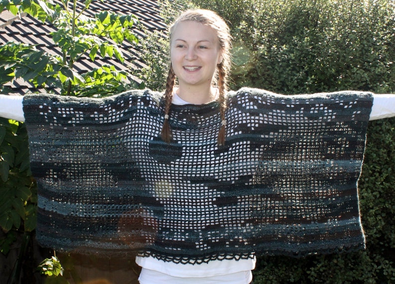 Crochet Pattern Filet Crochet Square Poncho. Into the Sun - Etsy