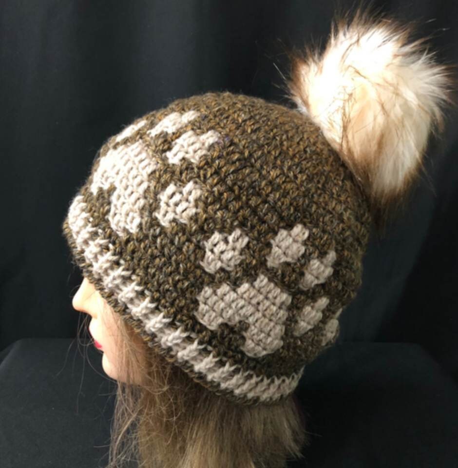 Mosaic Crochet Beanie Pattern - Paws Beanie - Etsy