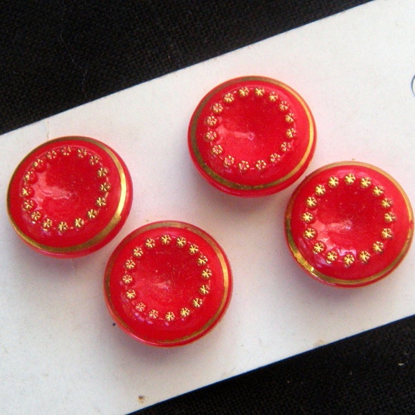 Antique Red Glass Buttons - Etsy