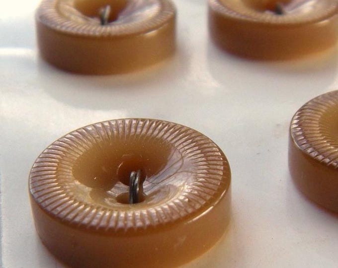 6 Glossy Warm Light Brown Buttons,15 Mm (5/8") Radiating Lines, Deep ...