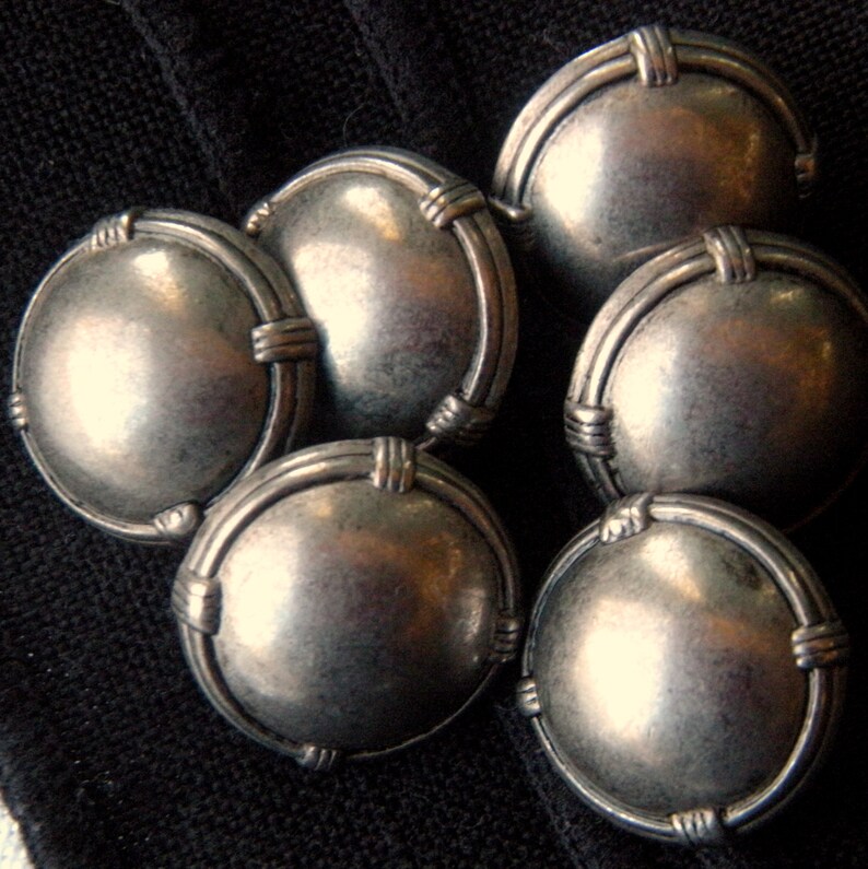 6 Domed Antiqued Tin Color Metal Buttons 18 Mm Self Shank - Etsy