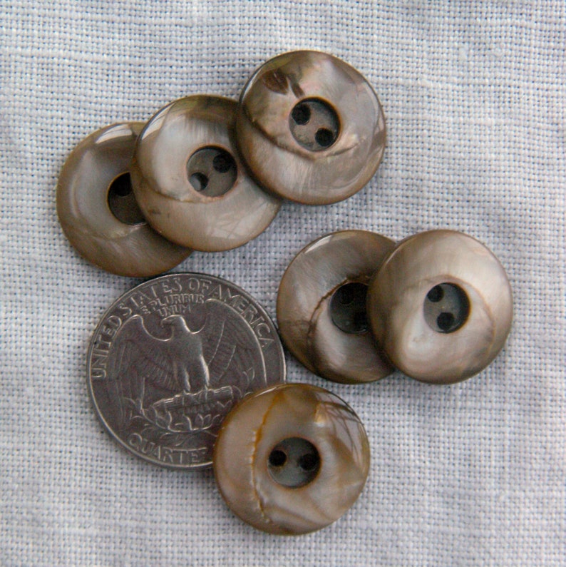7 Taupe Brown MOP Shell Buttons 19 Mm Dyed Swirling | Etsy