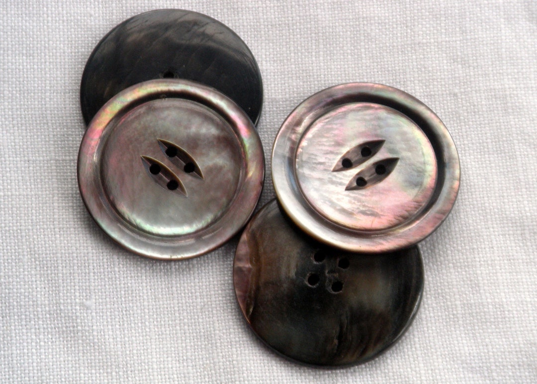 2 Smoky, Very Large, MOP Buttons, 37 Mm (1.5") Double Fish-eyes ...