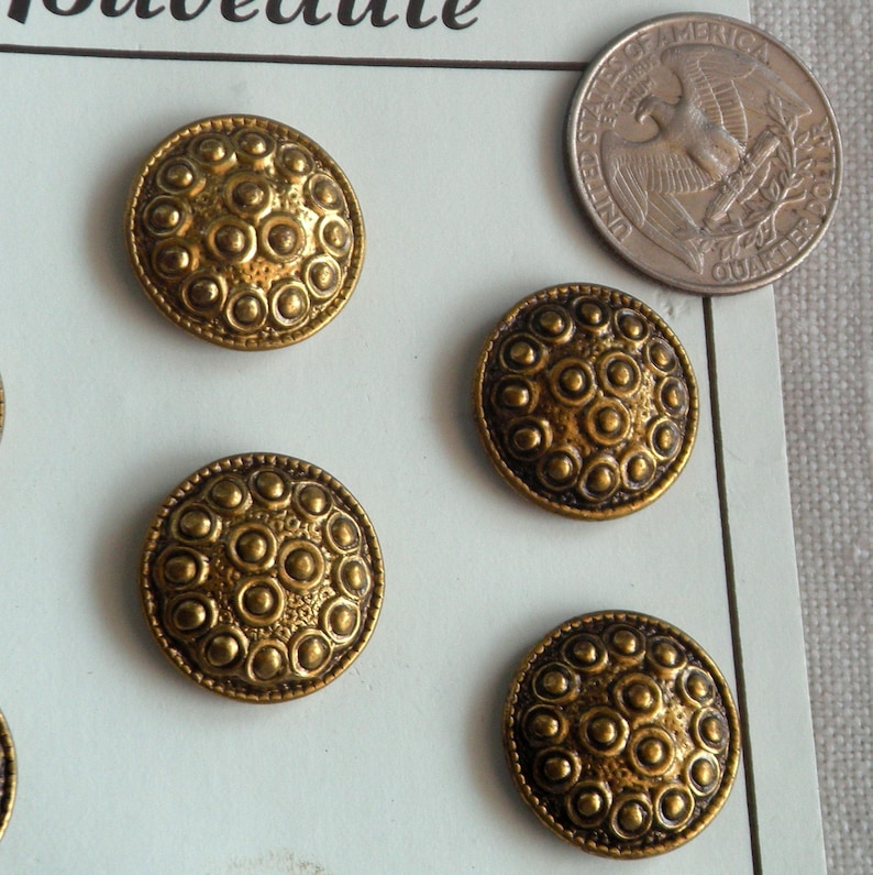 Antiqued Gold Buttons, Fancy Baroque Design, Tunnel Shank, 6 Large ...