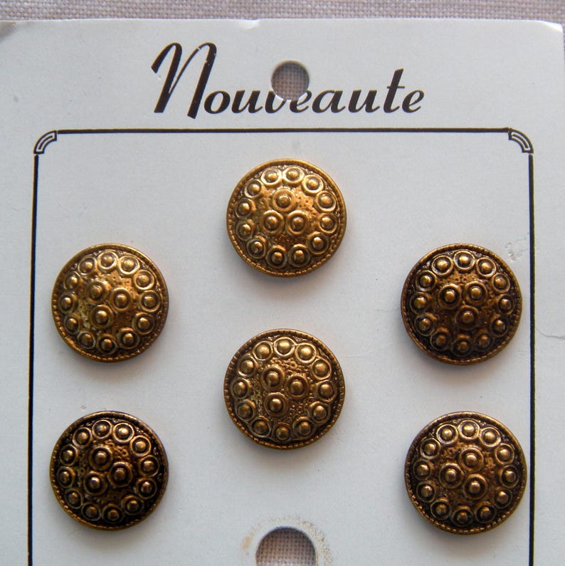 Antiqued Gold Buttons, Fancy Baroque Design, Tunnel Shank, 6 Large ...
