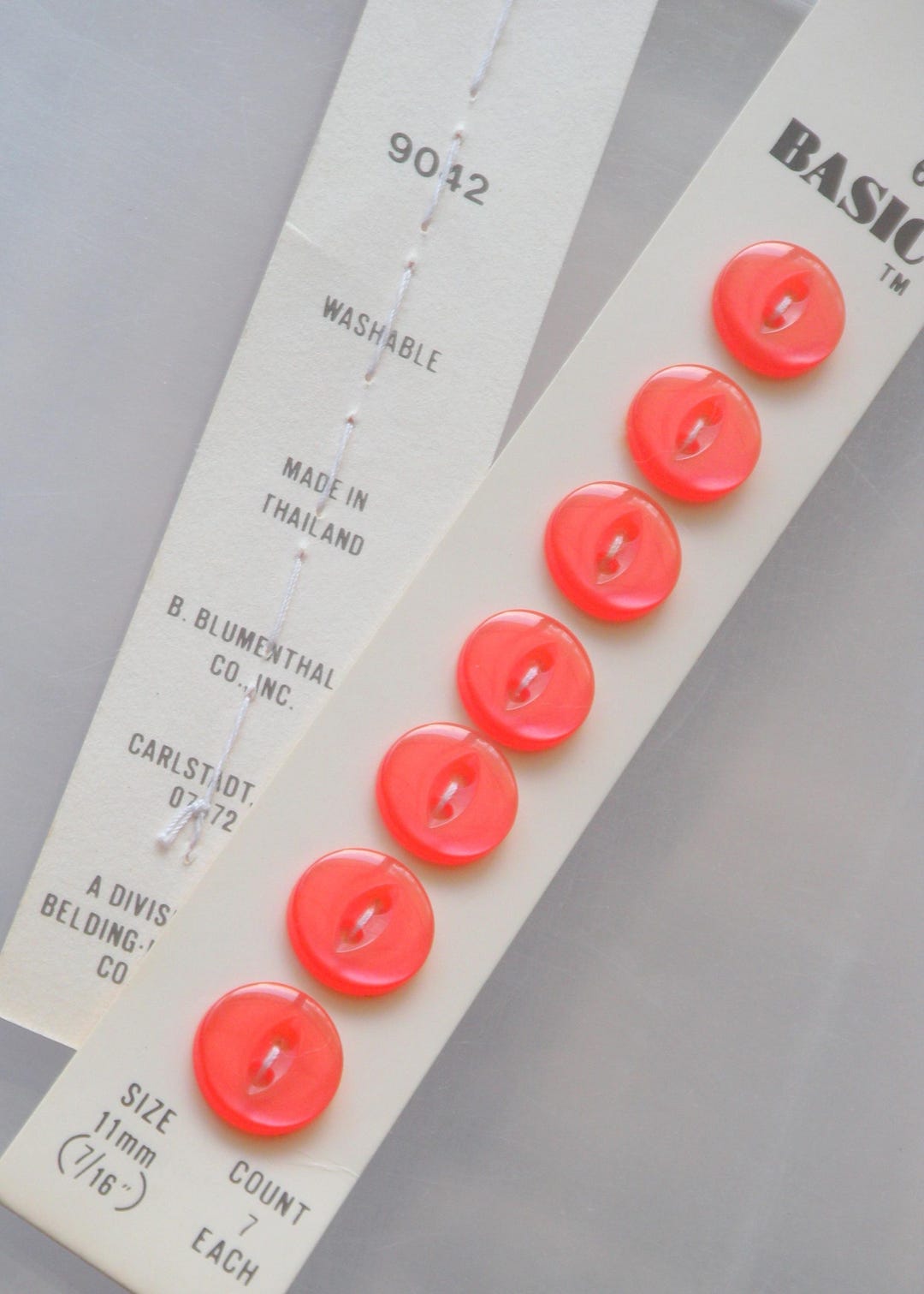 7 Pink-orange Shirt Buttons, Fisheye Well, Bright Salmon Orange, Basic ...