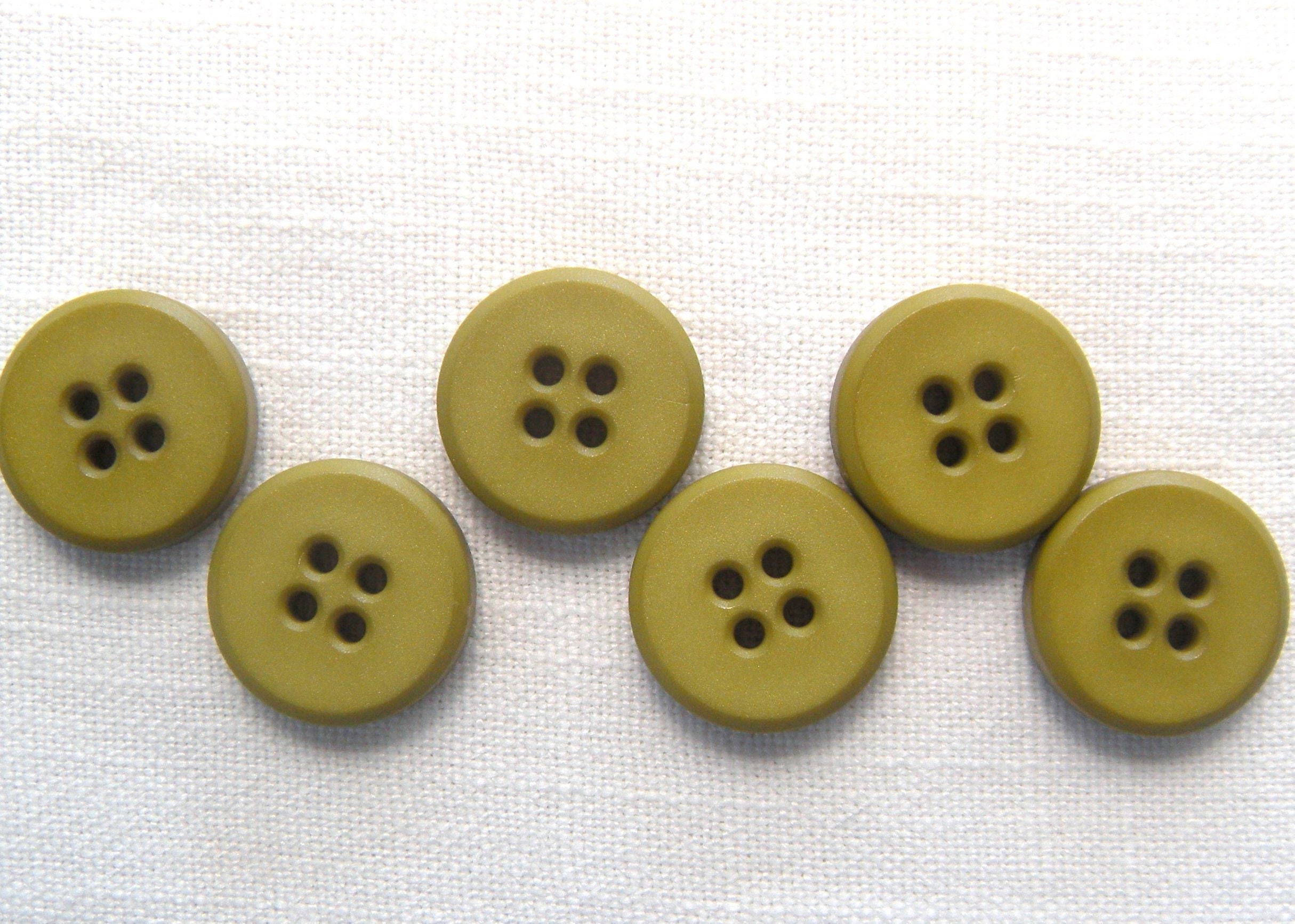 7 Chunky Olive Green Buttons 23 mm 4 Holes Matte Flat | Etsy
