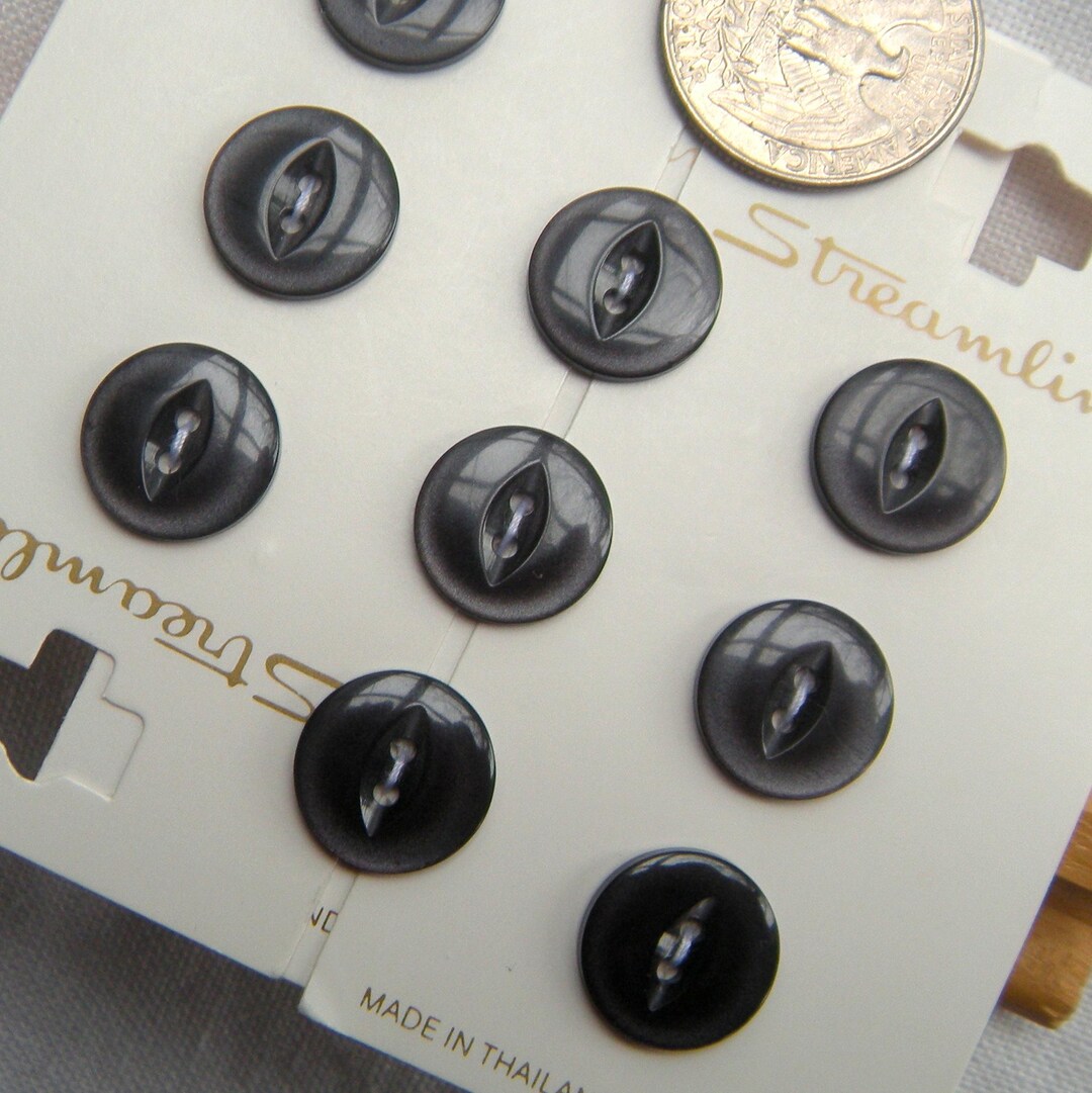 12 Small Very Dark Grey Shirt Buttons,14 Mm 9/16fish-eye Well, 2 Holes ...