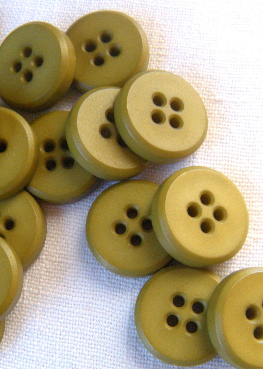 7 Chunky Olive Green Buttons 23 mm 4 Holes Matte Flat | Etsy
