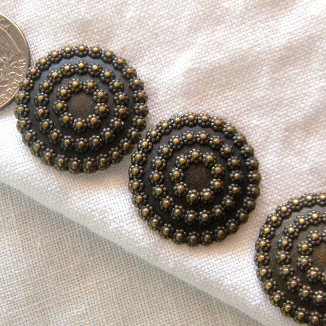 2 Big Buttons, 28 Mm (1 1/8"), Antiqued Brass Color, Smooth Background ...