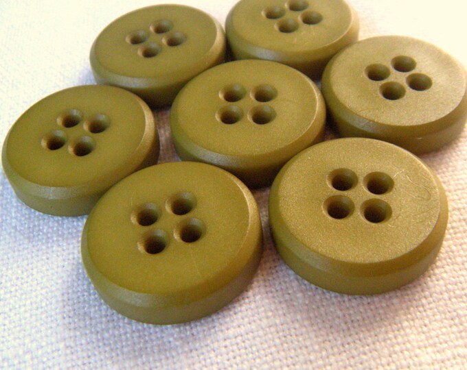 7 Chunky Olive Green Buttons, 23 Mm, 4 Holes, Matte, Flat Front and ...