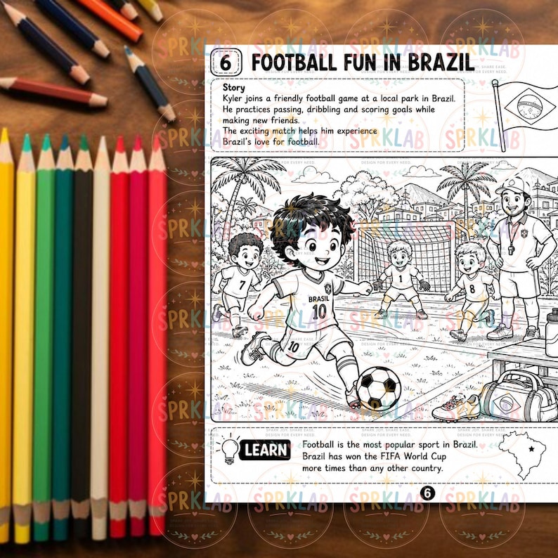 Kyler's Brazil Adventure Coloring Book | Kids Travel Activity PDF (ages ...