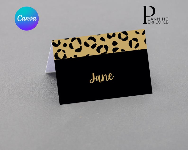 Safari Place Name Template | Leopard Print Name Card | Jungle Party ...