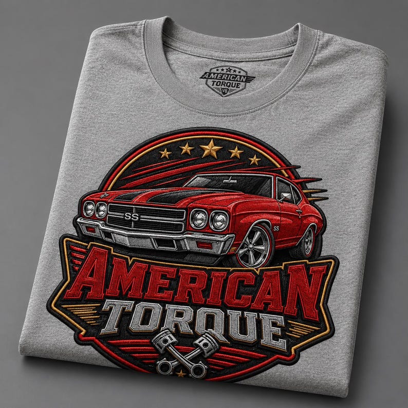 American Torque Muscle Car Badge PNG, Vintage 3D Embossed Logo (digital ...
