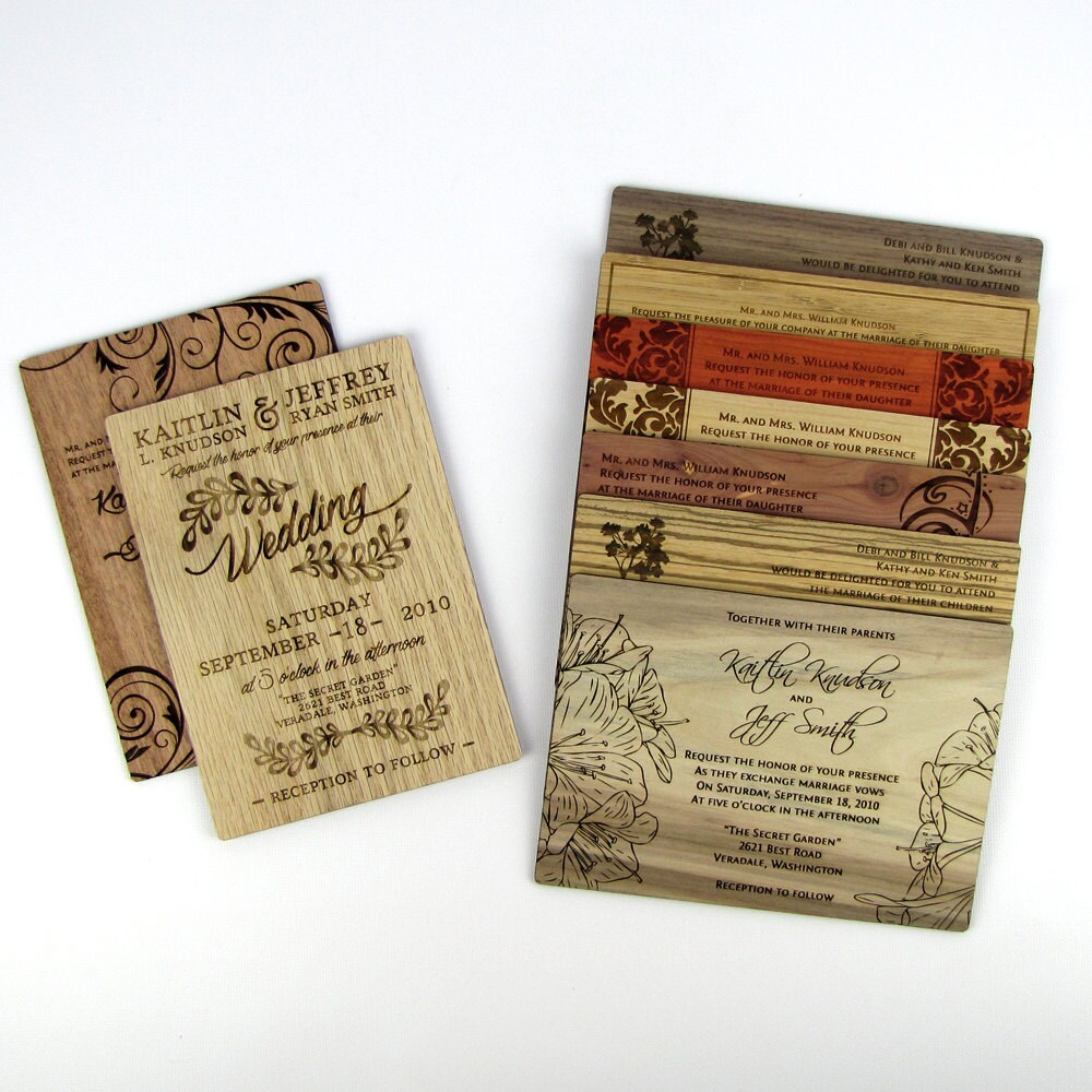 Solid Wood Wedding Invitation Sample Custom Design Engraved | Etsy