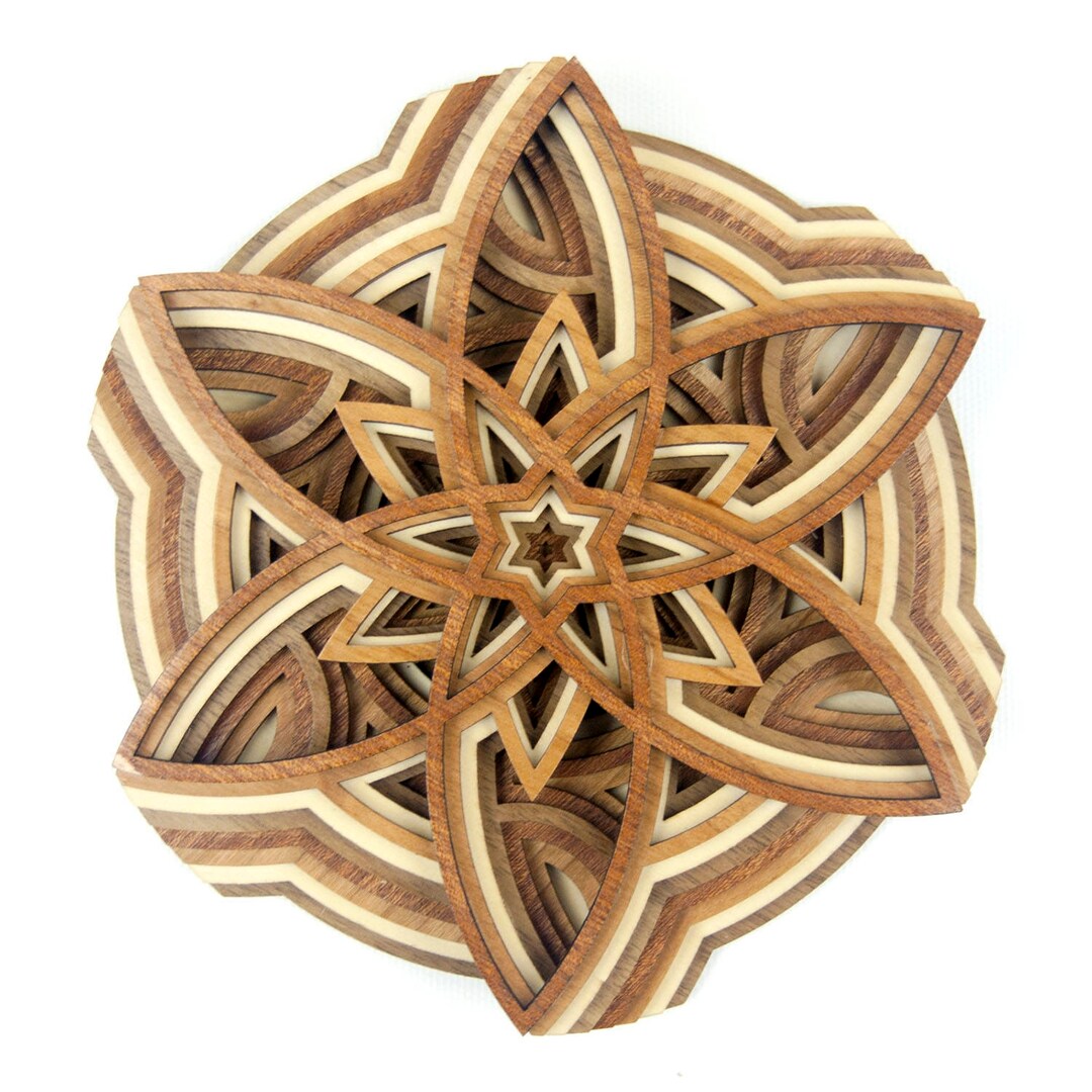 Layered 3D Wood Art the Pinwheel Version B Unique Laser Cut Wall ...