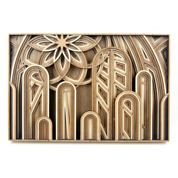 Layered 3D Wood Art the Cathedral Version A | Etsy