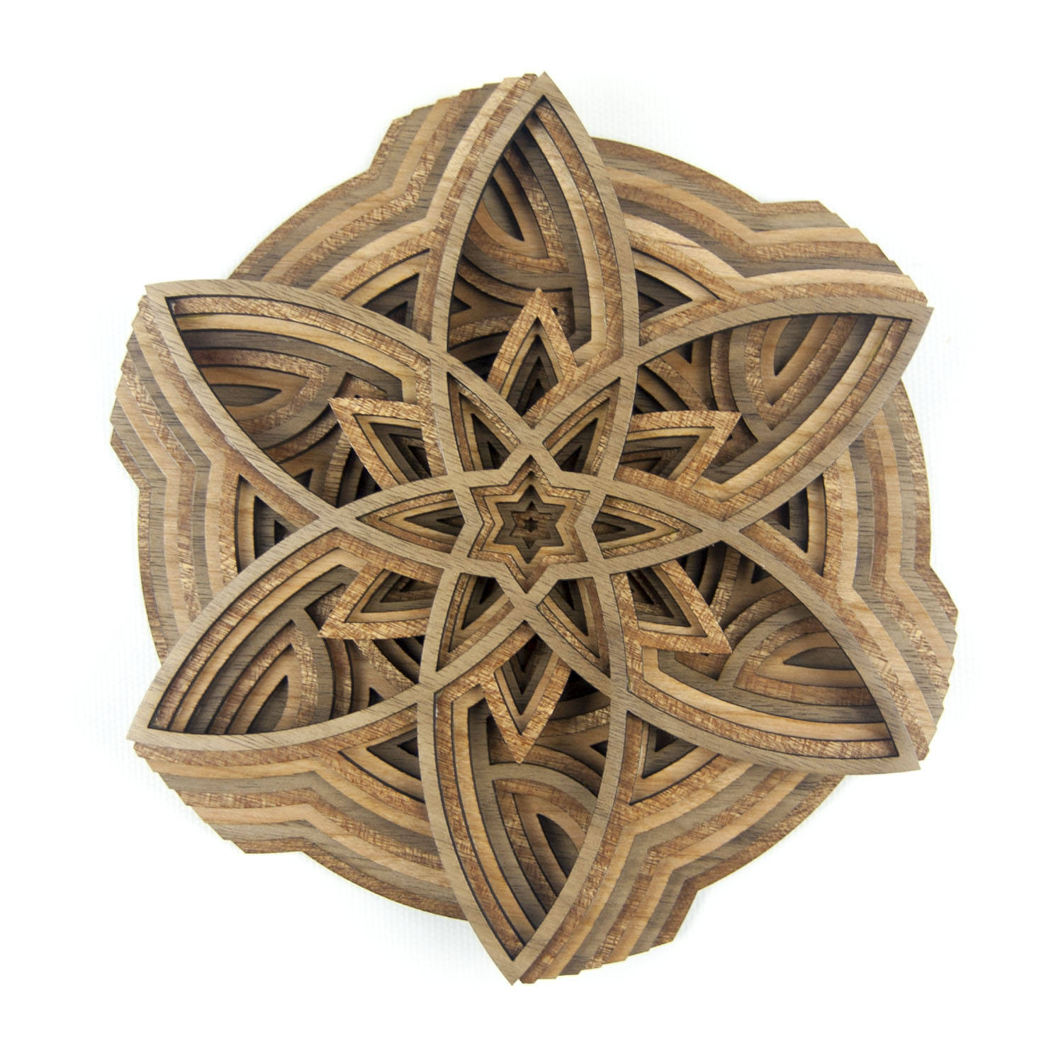 Layered 3D Wood Art - "the Pinwheel" - Version D - Unique Laser Cut ...