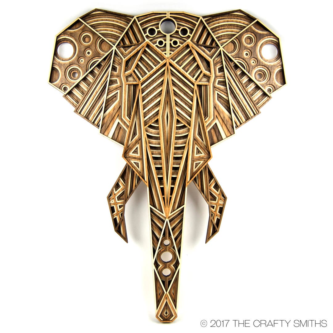 Layered 3D Wood Art - "babar the Elephant" - Version A - Unique Laser ...