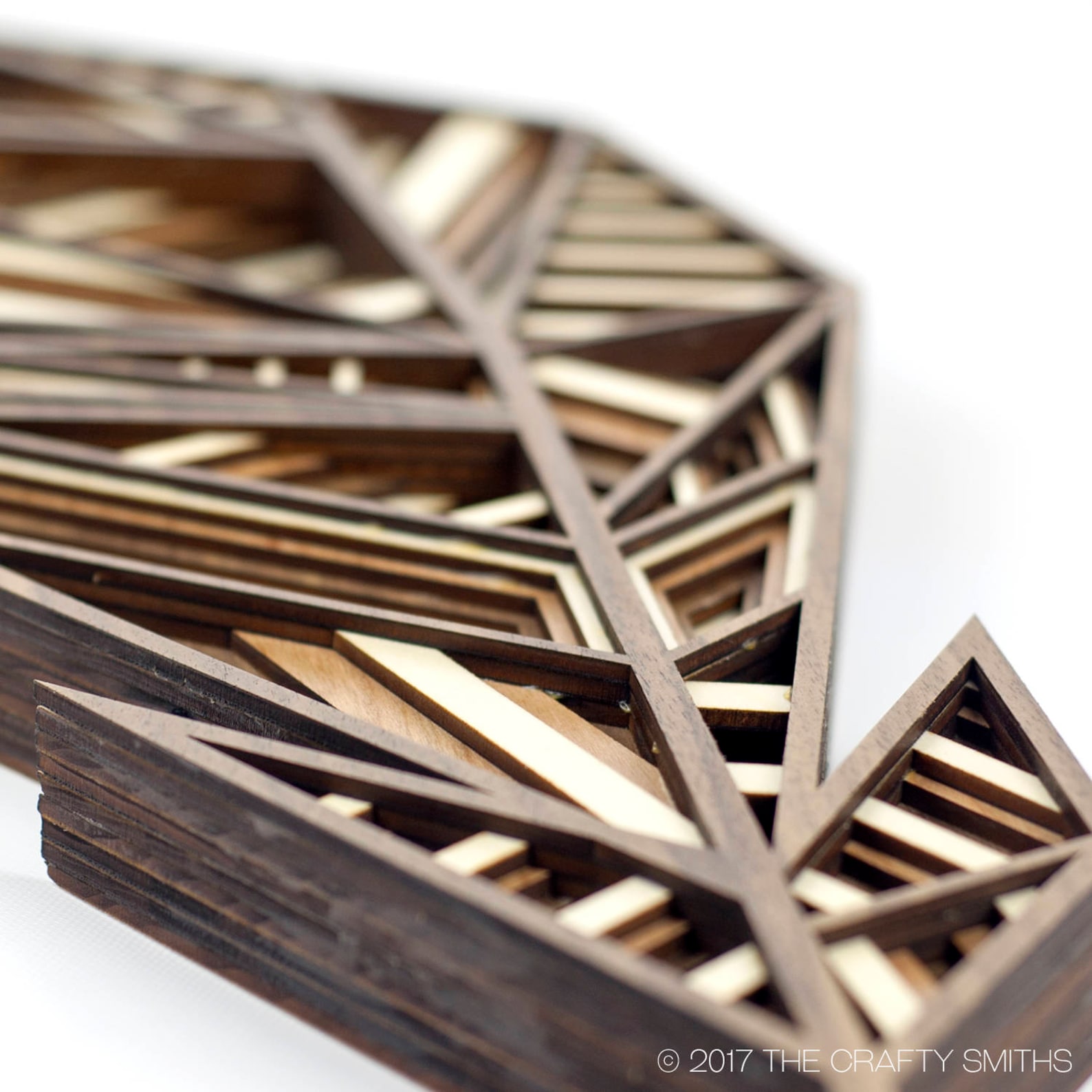 Layered 3D Wood Art Three Feathers golden | Etsy