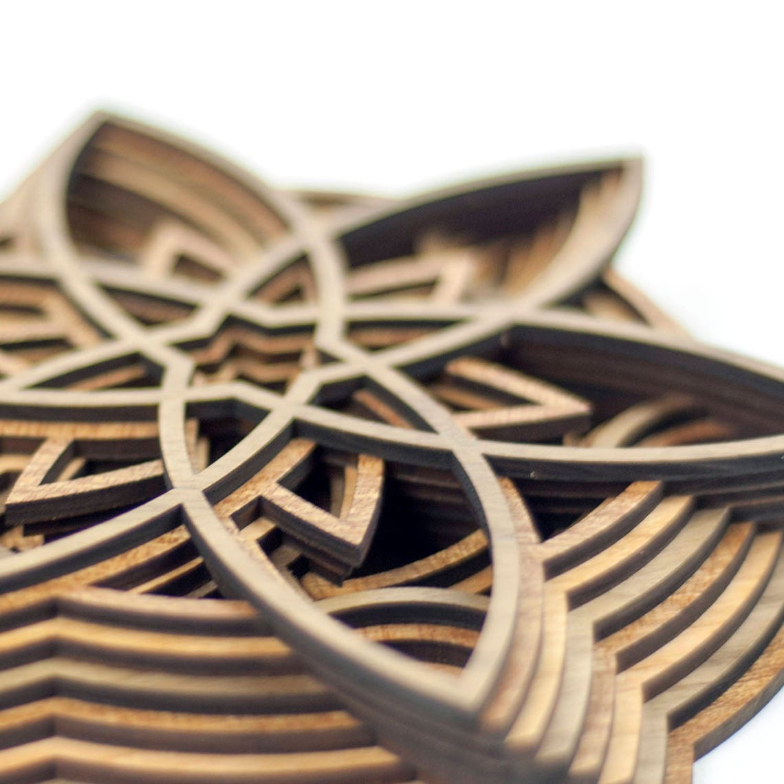 Layered 3D Wood Art - "the Pinwheel" - Version D - Unique Laser Cut ...