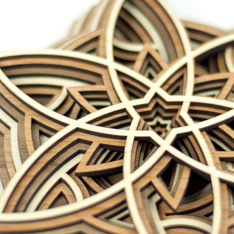 Layered 3D Wood Art the Pinwheel Version E - Etsy