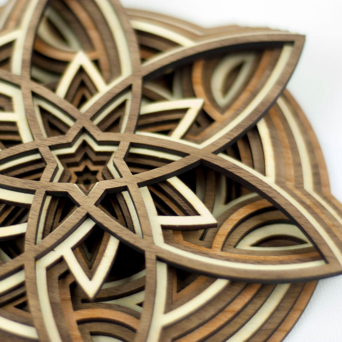 Layered 3D Wood Art the Pinwheel Version C | Etsy