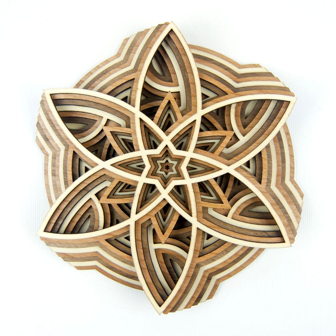 Layered 3D Wood Art the Pinwheel Version E - Etsy