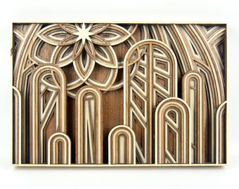 Layered 3D Wood Art the Cathedral Version C | Etsy