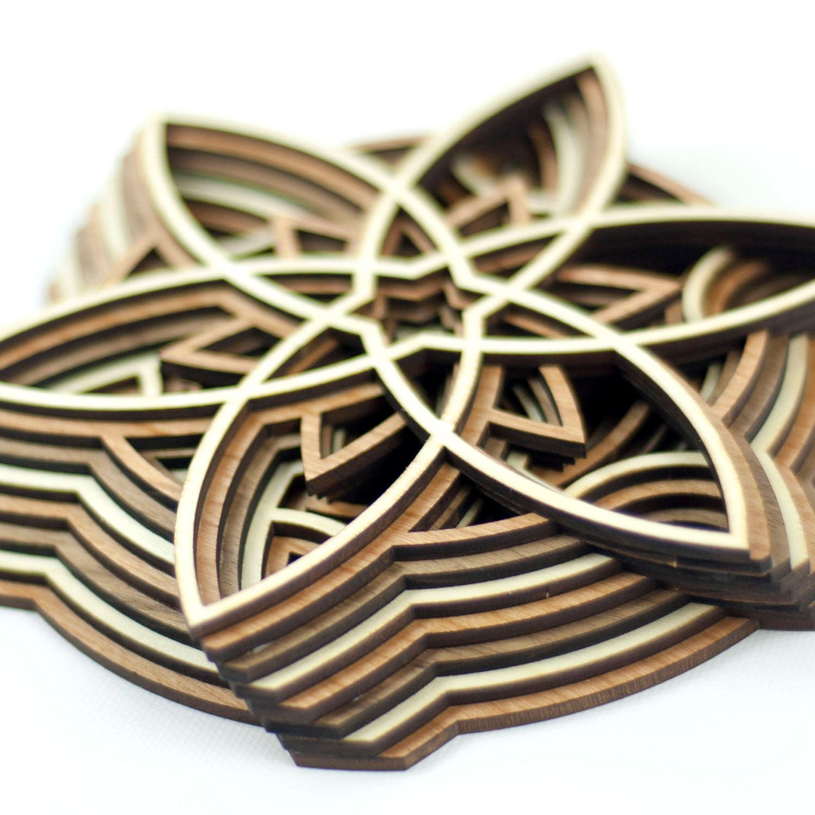 Layered 3D Wood Art the Pinwheel Version E | Etsy