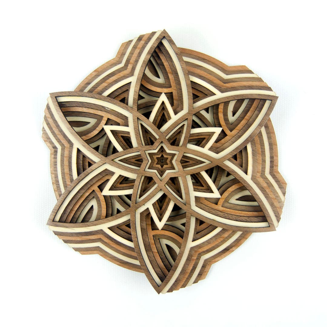 Layered 3D Wood Art - "the Pinwheel" - Version C - Unique Laser Cut ...