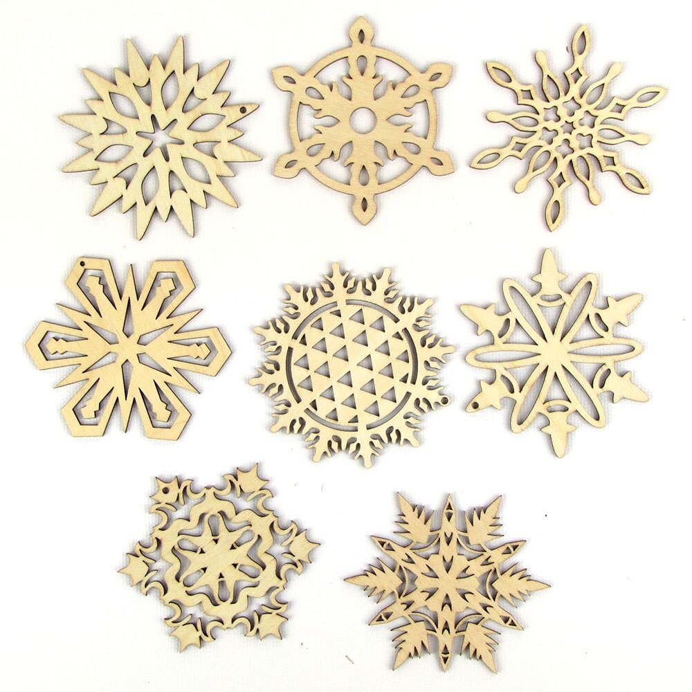 Fireside Collection of 8 Wooden Laser-cut Holiday Snowflake | Etsy