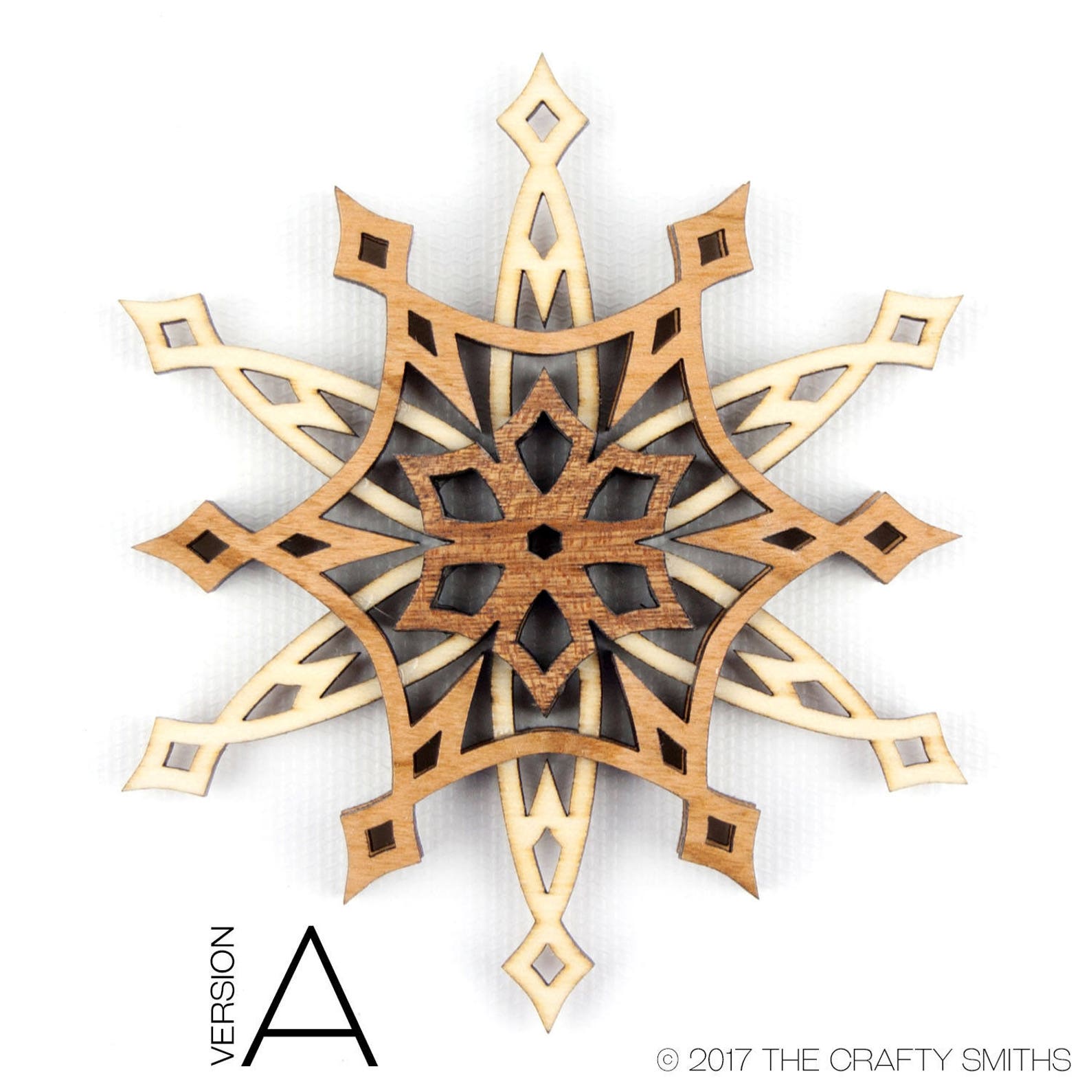 STARLIGHT | 3D Layered Wood Snowflake | 4 Inch Christmas Ornament ...