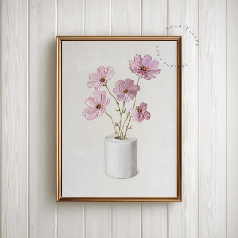 Toilet Paper Flower Print, Funny Botanical Bathroom Wall Art ...