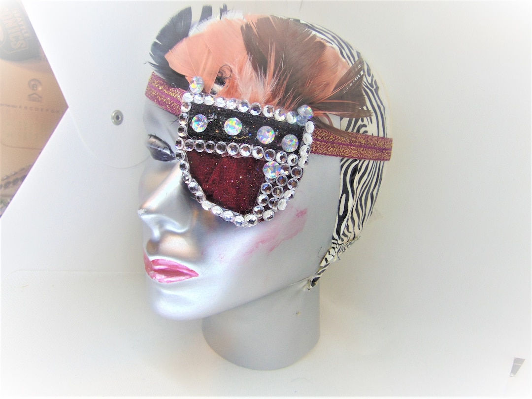 Handmade Tulle Fabric Eye Patch With Gemstones and Feather - Etsy