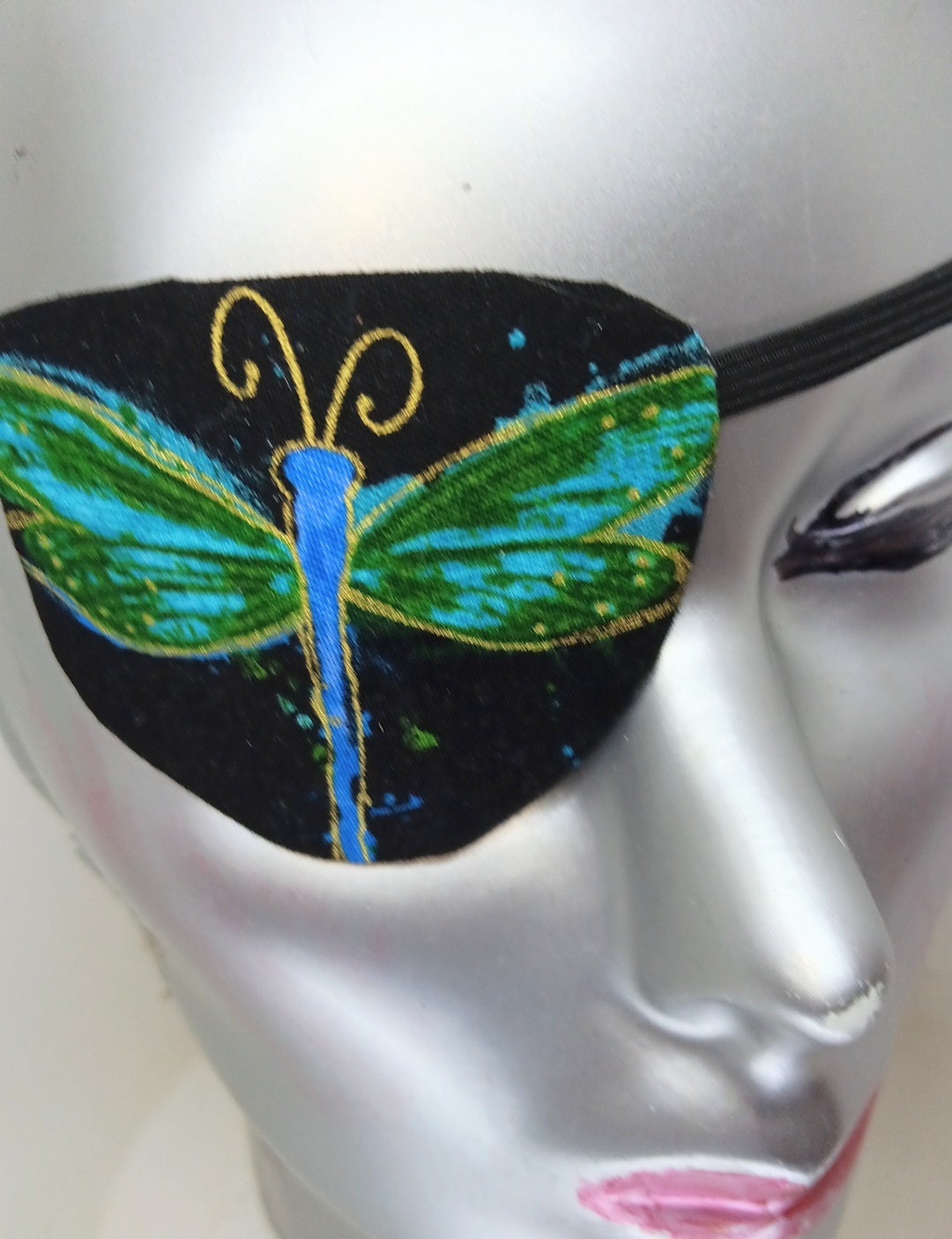 Woman's Handmade Eye Patch, "evening DRAGONFLY- -woman's Eye Patch ...