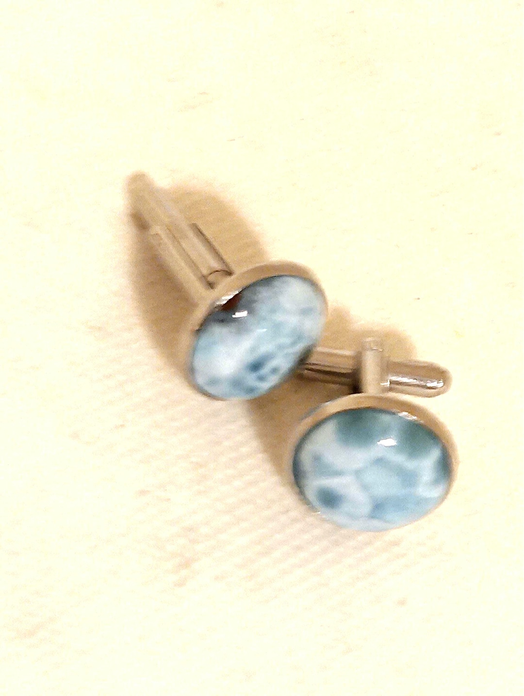 Handmade Larimar Cufflinks, Stainless Steel Base, Men's Formal Wear ...