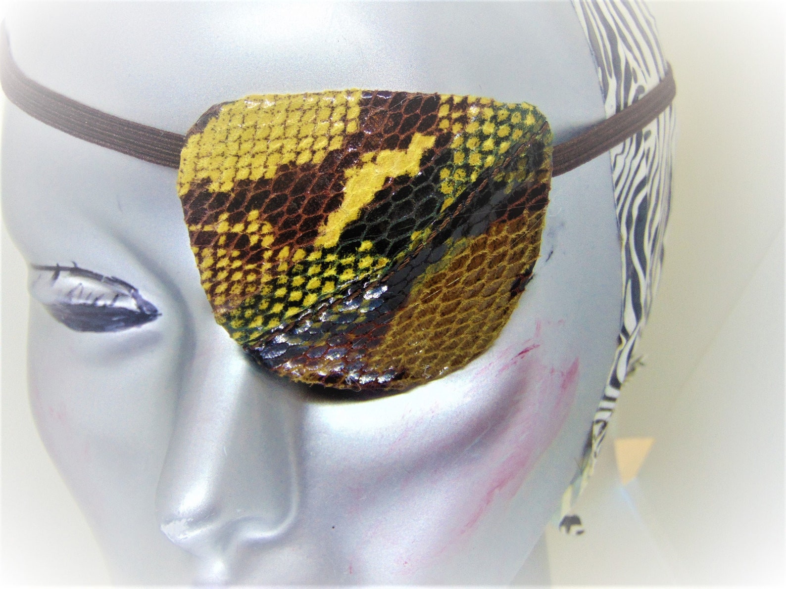 Unisex handmade eye patch SNAKE SKIN/ faux leather | Etsy