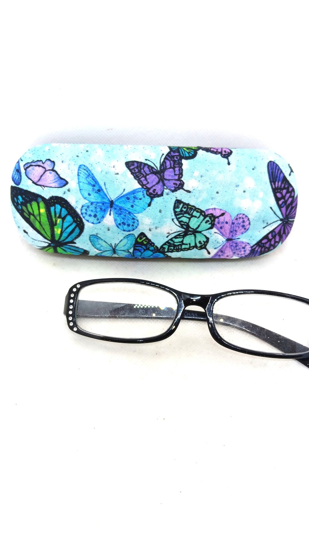 Adult Unisex Handmade Hard Eyeglass Case "glittering Butterflies"/ Eye ...