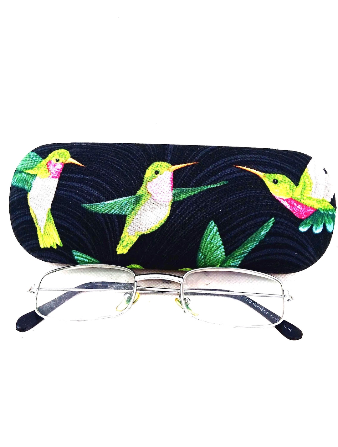 Woman's Handmade Hard Eyeglass Case "hummingbirds"/ Deeper Case Than ...