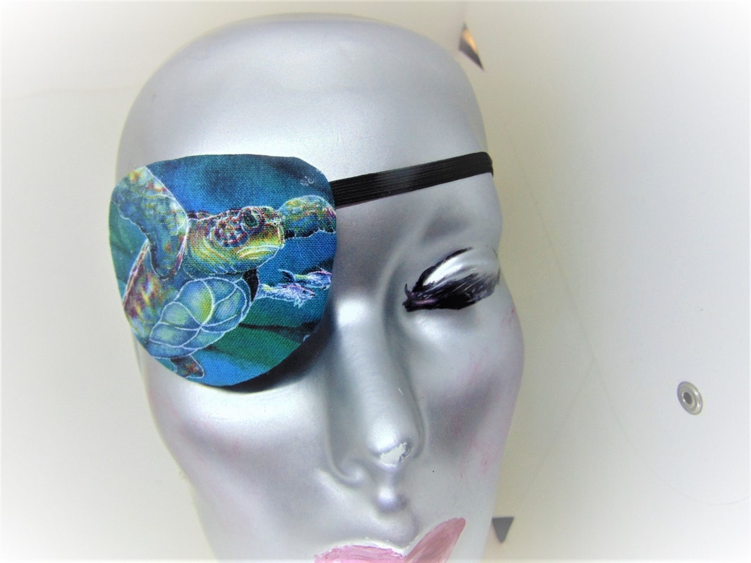 Man's Handmade Eye Patch sea Turtle/ 199% Cotton/ Vision Aid/ Cataract ...