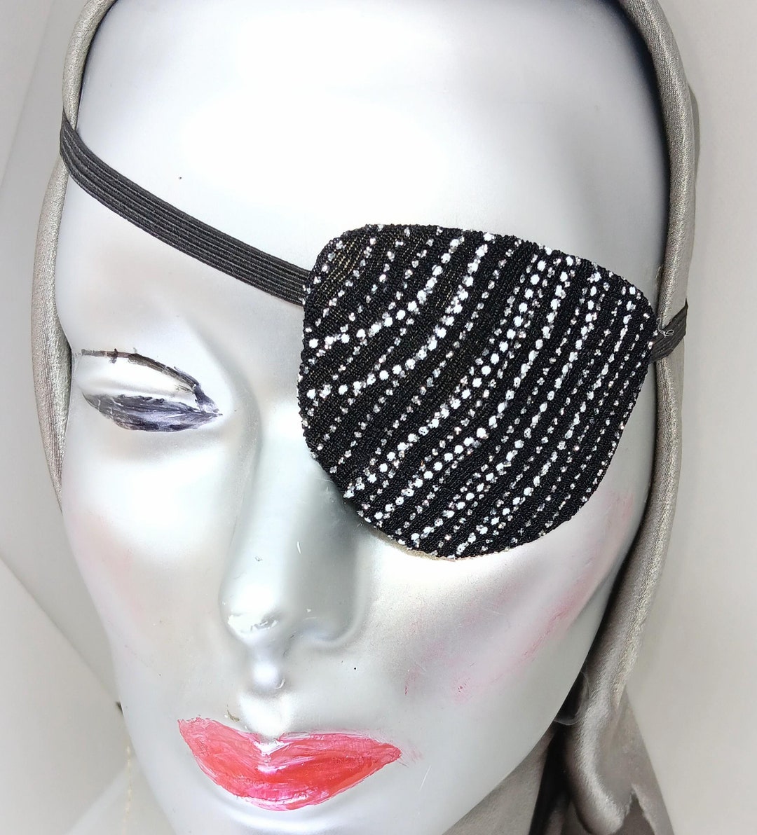 Unisex Handmade Sequin Eye Patch "twilight Zone"/ Handmade Eye Patch ...